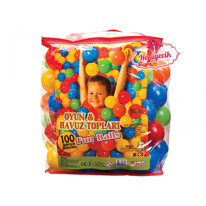 Oyuncak Top Çeşitleri - Dede Toys - Oyun topu 9 cm havuz topu 100 Ad Top