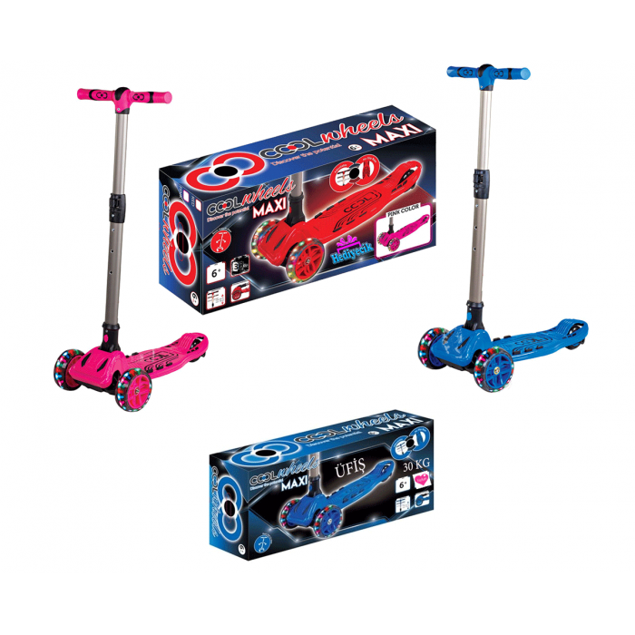 Çocuk Scooter 3 Tekerli Cool Wheels Maxi Twist Led Işıklı Scooter Kask ...