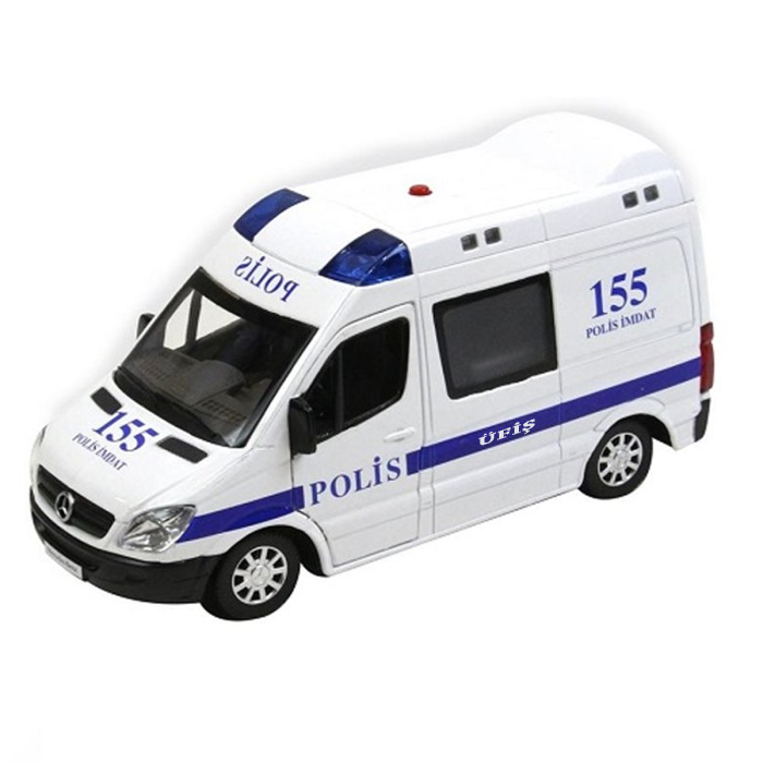 Oyuncak Polis Arabası Metal Sirenli Mercedes Benz Sprinter Çek Bırak ...
