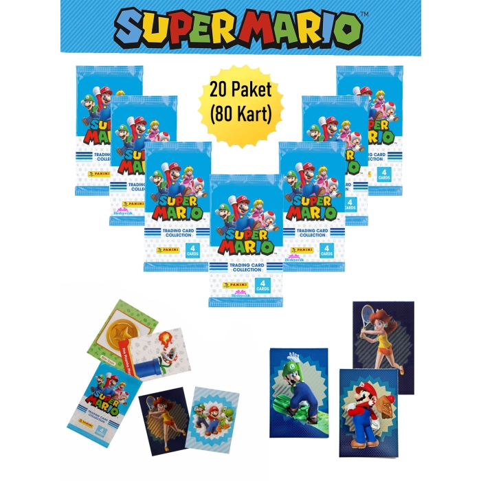 Panini Süper Mario Oyun Kartları Trading Card 20 Paket (80 Kart)